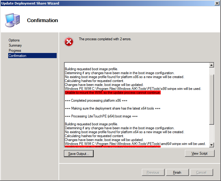Mdt 2010 Unable To Update Deployment Share 4189